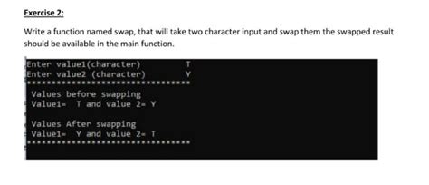 Solved Exercise 2 Write A Function Named Swap That Will