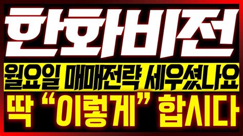 한화비전 주가전망 월요일 매매전략 세우셨나요 딱 이렇게 합시다 Youtube