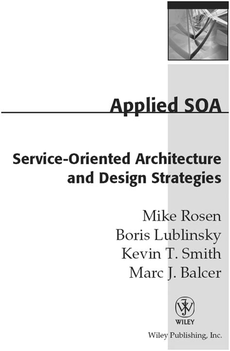 Title Applied Soa Service Oriented Architecture And Design