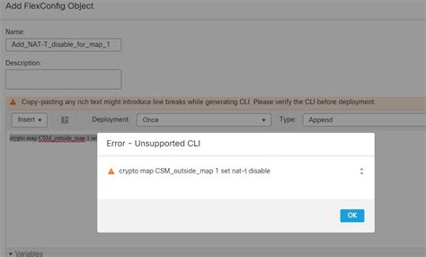 Solved Cisco Fmc Ftd Site To Site Vpn Set Nat T Disable Lina