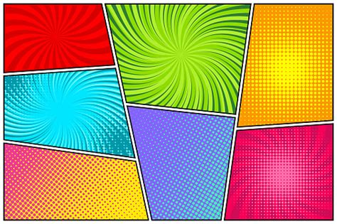 다채로운 트위스트 만화책 방사형 광선 선 모션 스피드 라인이 있는 만화 배경 팝 아트 스타일 요소 벡터 그림 검은색에 대한 스톡 벡터 아트 및 기타 이미지 Istock