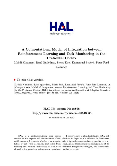 Pdf A Computational Model Of Integration Between Reinforcement Learning And Task Monitoring In