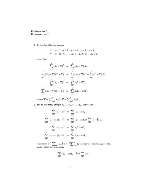 Problem Set 2 Pdf Ordinary Least Squares Errors And Residuals