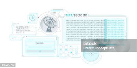 Futuristic Hud Interface For Radio Telescope Data Decoding Stock
