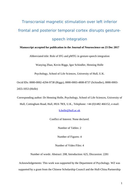 Pdf Transcranial Magnetic Stimulation Over Left Inferior Frontal And