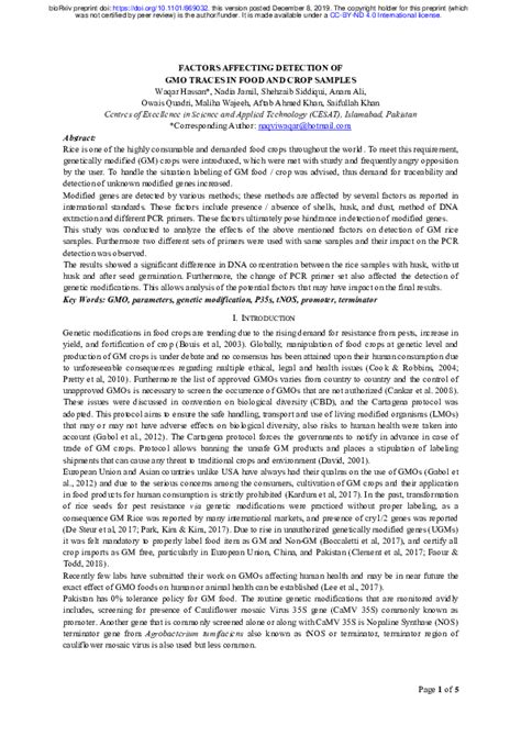 Pdf Impact Of Factors On Gm Rice Detection