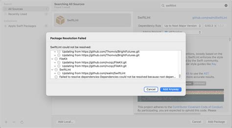 Cannot Add Swiftlint As Package For Xcode Plugin · Issue 4641 · Realmswiftlint · Github