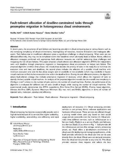 fault tolerant allocation of deadline constrained tasks through in