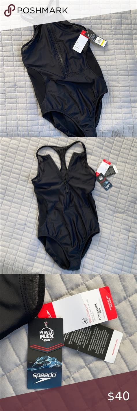 Speedo One Piece Sheer Sides Zipper Front Speedo One Piece One Piece Speedo