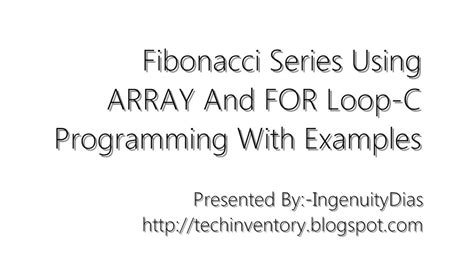 Fibonacci Series Using Array And For Loop C Programming With Examples