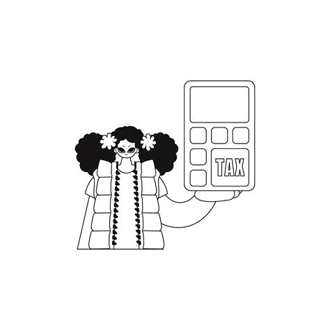 Girl Holds Calculator Linear Style Vector Illustration Vector Art At Vecteezy
