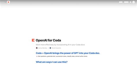 Openai For Coda Automate Tasks Analyze Data Create Ai Models