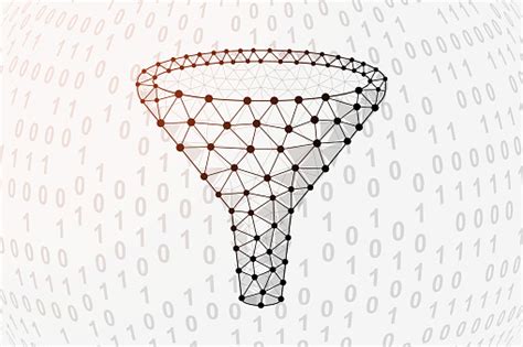 깔때기 3d 바이너리 코드 배경이있는 낮은 폴리 심볼 데이터 필터 디자인 벡터 일러스트레이션 연결된 점이 있는 빅데이터 다각형