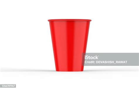 고립 된 흰색 배경에 빈 빨간색 종이 컵 모형 템플릿 디자인 프리젠 테이션에 대한 준비 3d 그림 일회용 컵에 대한 스톡 사진