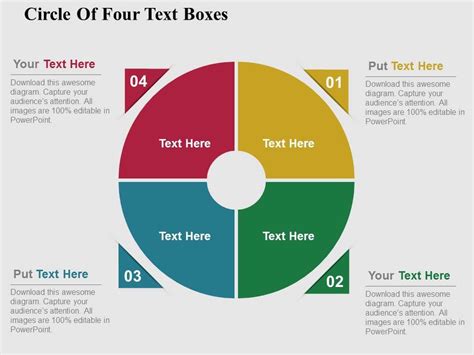Circle Of Four Text Boxes Powerpoint Templates