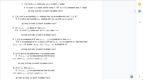 Solved 1 I If A Is An Nxn Matrix And Det A 0 Then A