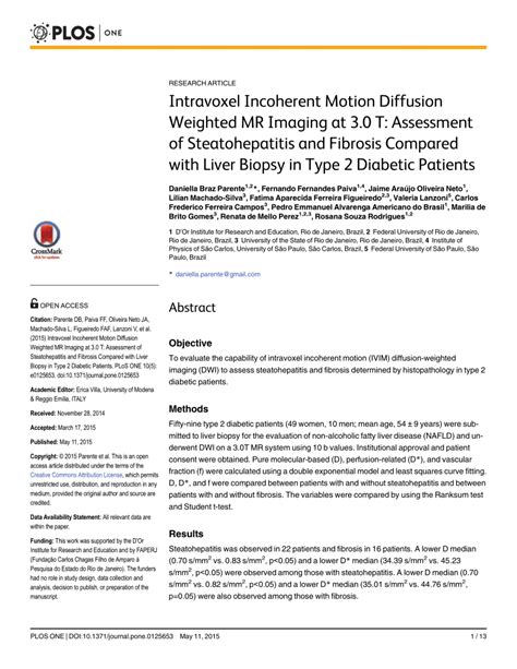 Pdf Intravoxel Incoherent Motion Diffusion Weighted Mr Imaging At 30