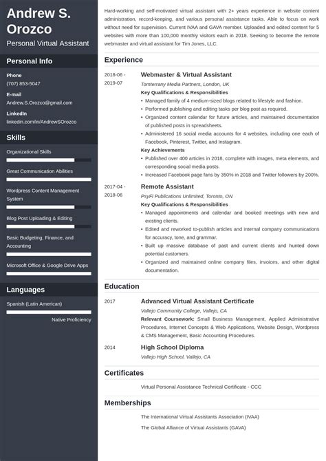 Virtual Assistant Resume Examples And Job Description