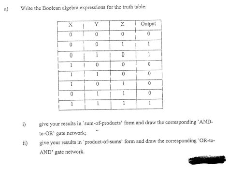 Solved Write The Boolean Algebra Expressions For The Truth