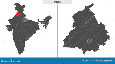Map Of Punjab State Of India Stock Vector Illustration Of County