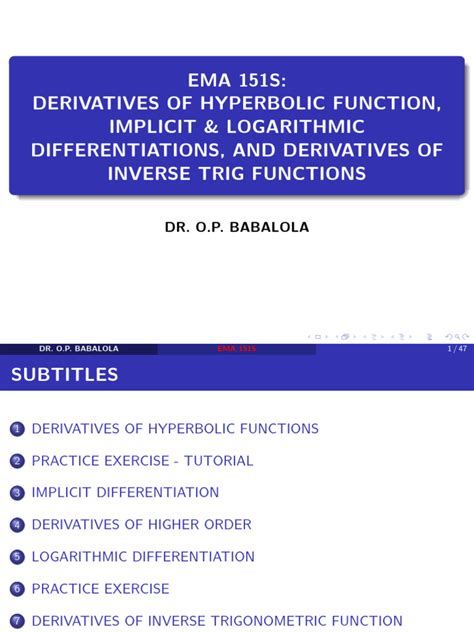 Hyperbolic Implicit Log Differentiation Pdf