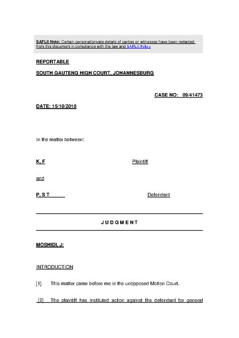 V Viljoen V Viljoen Case Saflii Note Certain Personal Private