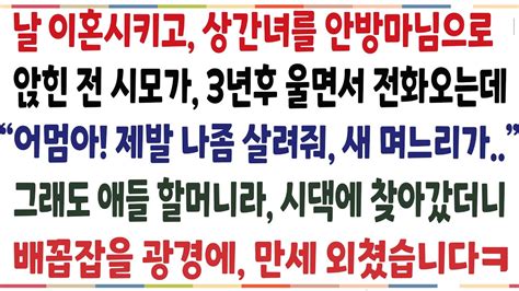 반전신청사연 3년전 날 이혼시키고 상간녀를 새며느리로 든 시모가 펑펑울면서 전화온 이유 그 이유를 알고 배꼽잡고 만세를 외치는데 신청사연 사이다썰 사연라디오