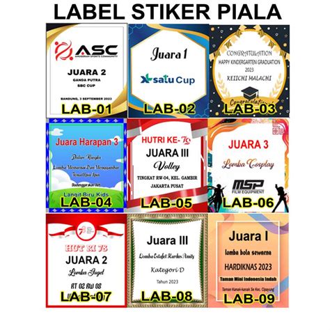 Stiker Label Untuk Piala Trophy Label Juara Plat Nama Juara Shop