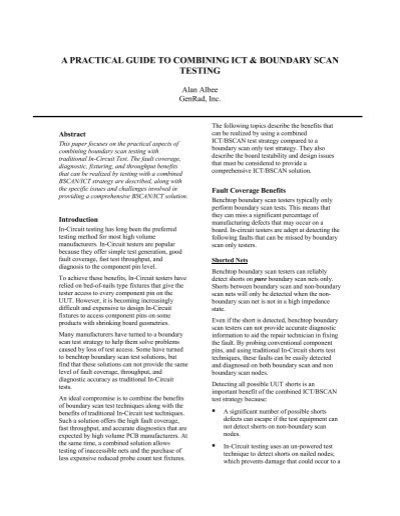 A Practical Guide To Combining Ict And Boundary Scan Testing Teradyne