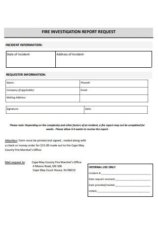 FREE Fire Investigation Report Samples To Download