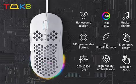 Dierya ×tmkb M1se Gaming Mouse With 12800 Dpi Optical Sensor Gaming Mouse 6 Programmable