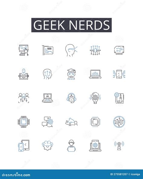 Geek Nerds Line Icons Collection Friendship Bonding Camaraderie Loyalty Partnership