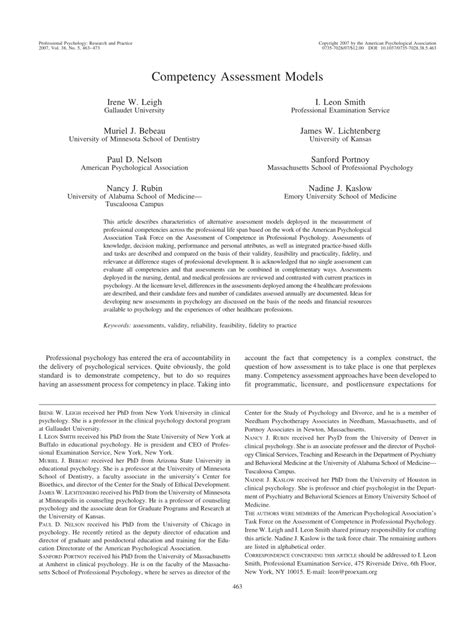 PDF Competency Assessment Models