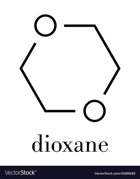 Dioxane 14 Dioxane Solvent Molecule Skeletal Vector Image