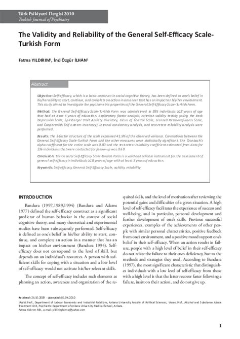 pdf [the validity and reliability of the general self efficacy scale