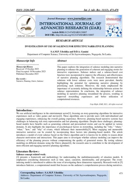 investigation of use of salience for effective narrative planning pdf