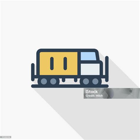 기차 머리 철도 얇은 라인 플랫 컬러 아이콘 선형 벡터 기호입니다 화려한 긴 그림자 디자인입니다 1에 대한 스톡 벡터 아트 및 기타 이미지 Istock