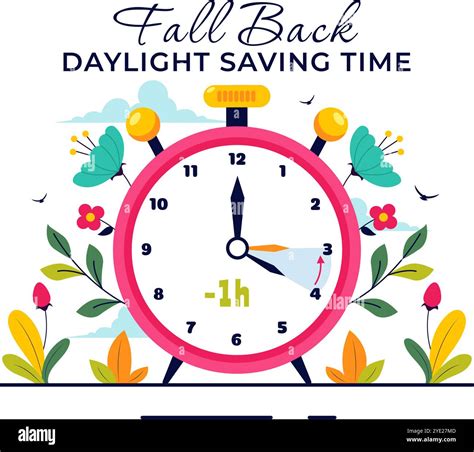 Daylight Saving Time Vector Illustration With Alarm Clock And Calendar Transitioning From Summer