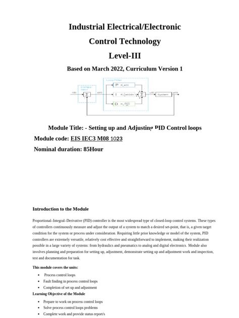 M08 Pid Control Loop Pdf Control Theory Feedback