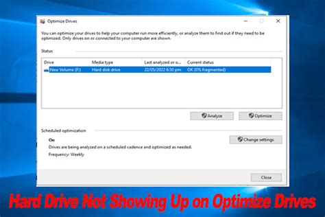 Hard Drive Not Showing Up On Optimize Drives Fixed