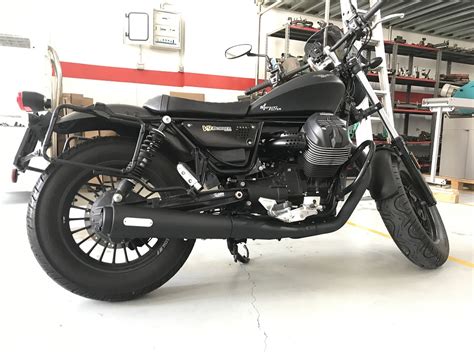 mistral custom exhaust moto guzzi v9 bobber roamer e4