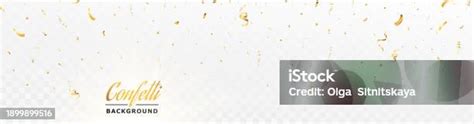 색종이 배경입니다 생일 기념일 축하 배너 떨어지는 반짝이는 황금색 색종이입니다 기념일 파티의 배경입니다 휴일 준비를 위한 요소 3차원 형태에 대한 스톡 벡터 아트 및 기타