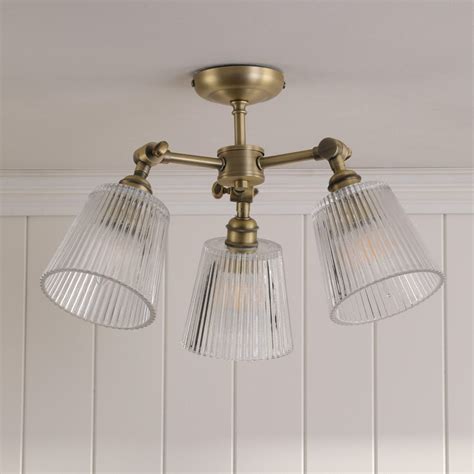 Laura Ashley Callaghan 3 Light Semi Flush Matt Antique Brass And Ribbe