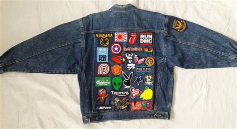 Black Jean Jacket With Patches At Gene Courtney Blog