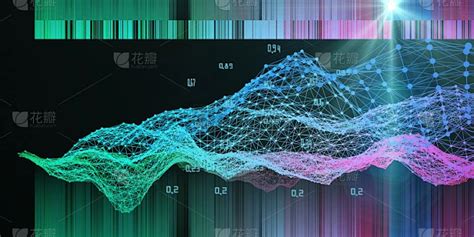 大数据。摘要分析背景用彩色网格数据和模糊线条的人工智能业务可视化。量子虚拟加密。区块链。分析算法旗帜素材 花瓣网