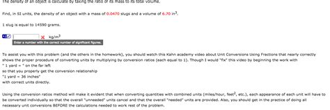 Solved The Density Of An Object Is Calculate By Taking The Chegg Com