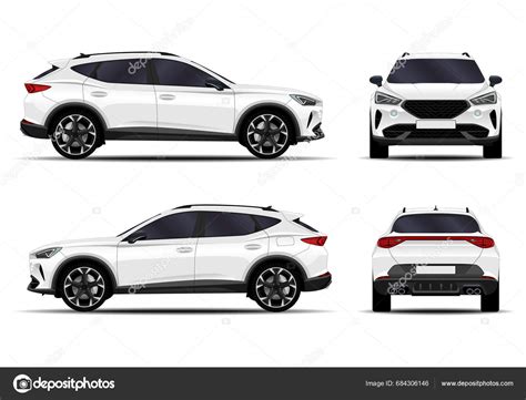 Realistic Suv Car Front View Side View Back View Stock Vector By