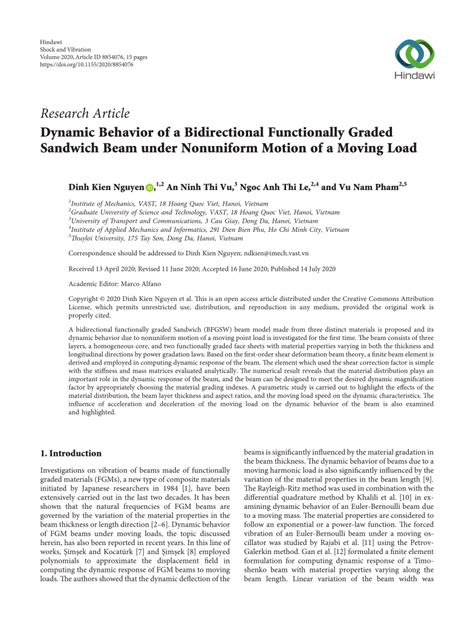 Pdf Dynamic Behavior Of A Bidirectional Functionally Graded Sandwich Beam Under Nonuniform