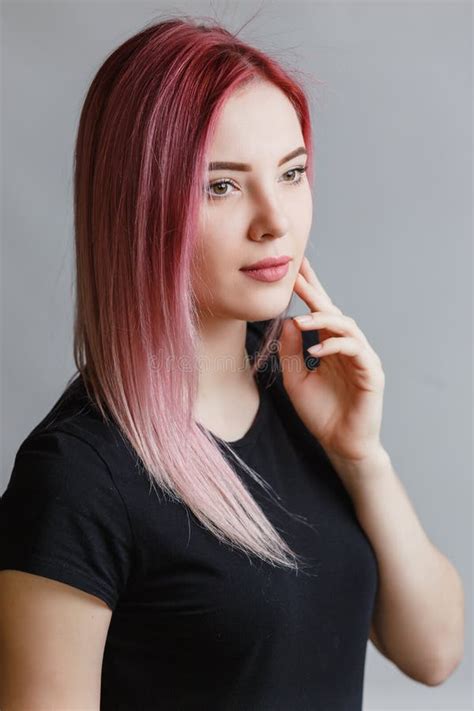 Beautiful Girl With Pink Hair Stock Image Image Of Concept Girl