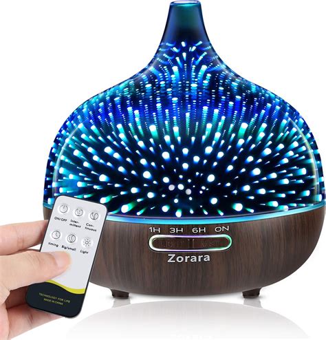 Essential Oil Diffuser 550ml Cool Mist Humidifier 3d Glass Ultrasonic Aromatherapy